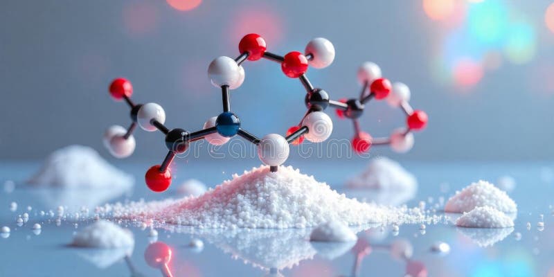 Colorful Molecular Model Over a Pile of Sugar Demonstrates the ...