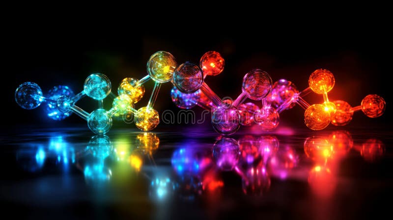 Colorful Molecular Model with Spherical Atoms and Connecting Bonds on ...