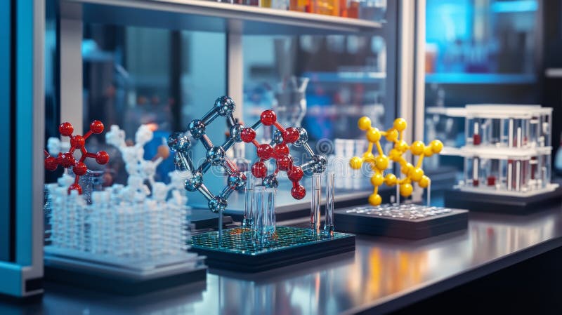 Colorful Molecular Models in Modern Laboratory Stock Photo - Image of ...