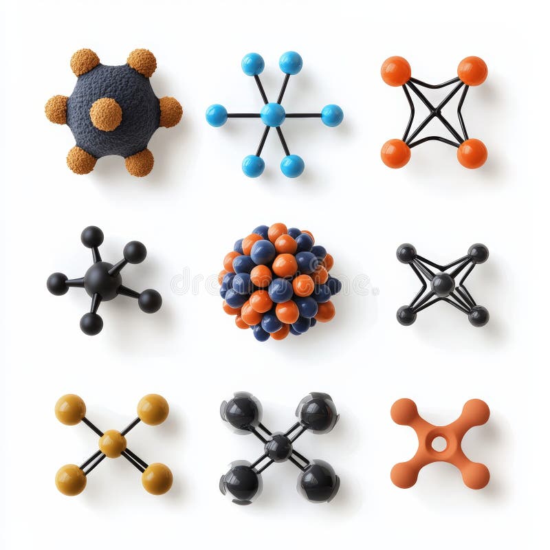 Colorful Molecular Models Showcasing Different Shapes and Structures ...