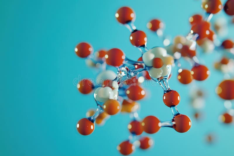 Colorful Molecular Structure on a Blue Background Stock Illustration ...