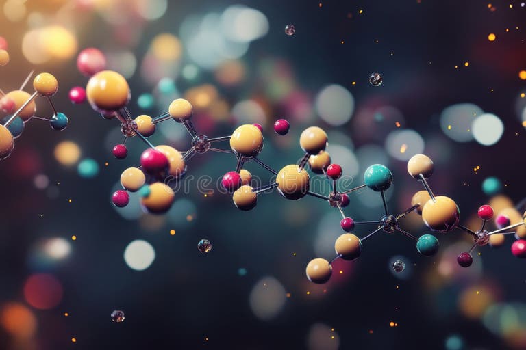 Colorful Molecular Structure with Bokeh Background in Science Concept ...