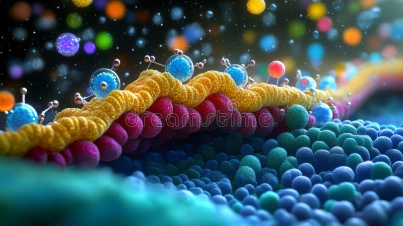 Colorful Molecular Structure Cell Membrane Representation Stock ...