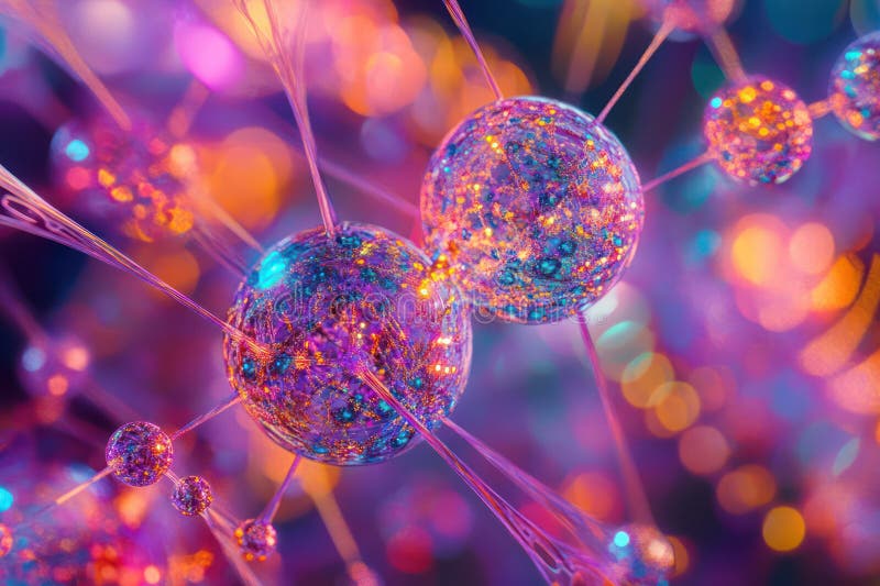 Colorful Molecular Structure Close-up in Focus Stock Illustration ...