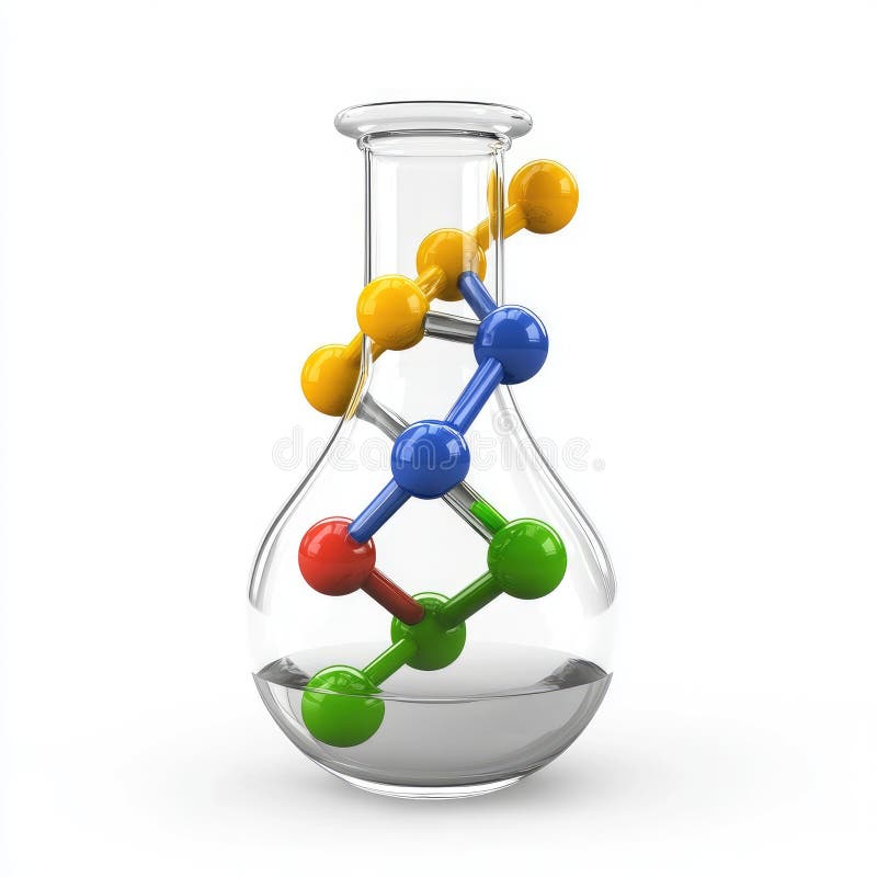 Colorful Molecular Structure Inside Glass Flask Science, Chemistry ...