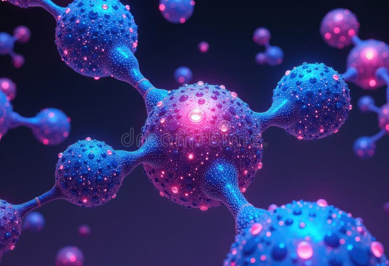 Colorful Molecular Structure with Droplets, Representing Scientific ...