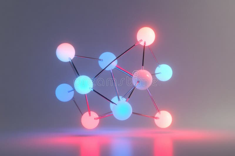 Colorful Molecular Structure Illuminated by Vibrant Lights in a Modern ...