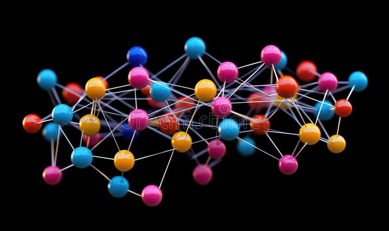 Colorful Molecular Structure with Interconnected Nodes and Vibrant ...