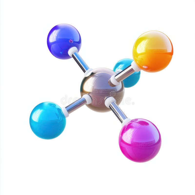 A Colorful Molecular Structure Representing Chemical Bonds and Elements ...