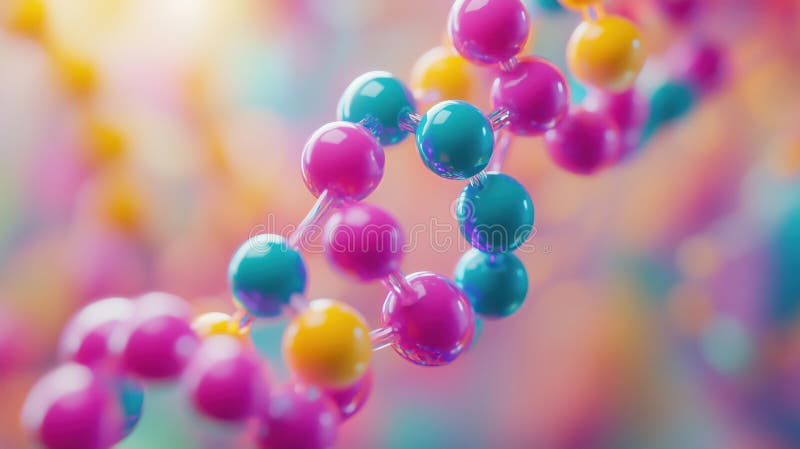 Colorful Molecular Structure Representing DNA with Vibrant Pink, Blue ...