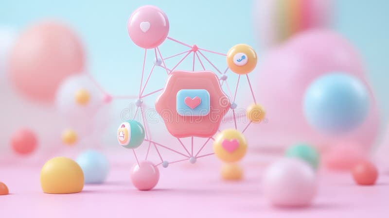 Colorful 3d Rendered Molecular Structure with Pink Connections and ...