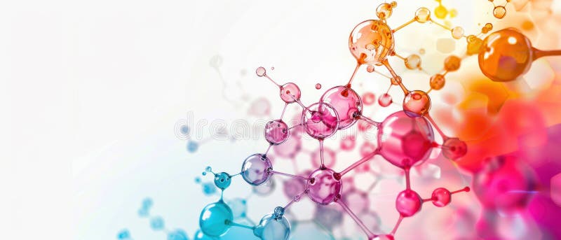 Colorful Molecular Structure on White Background. Generative Ai Stock ...