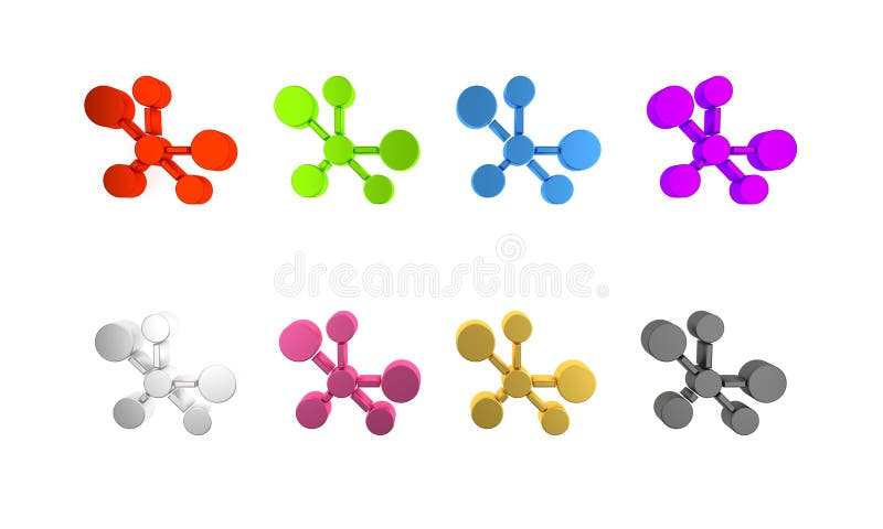 Colorful Molecule Icon Isolated on White Background. Structure of ...