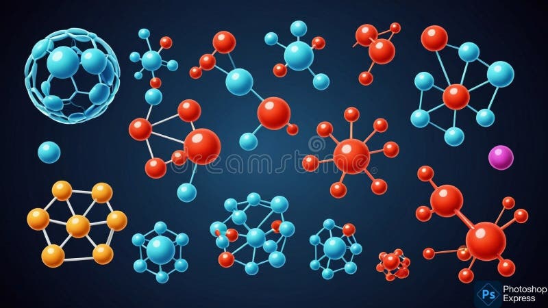 Colorful Molecule Set Generate Ai Stock Illustration - Illustration of ...