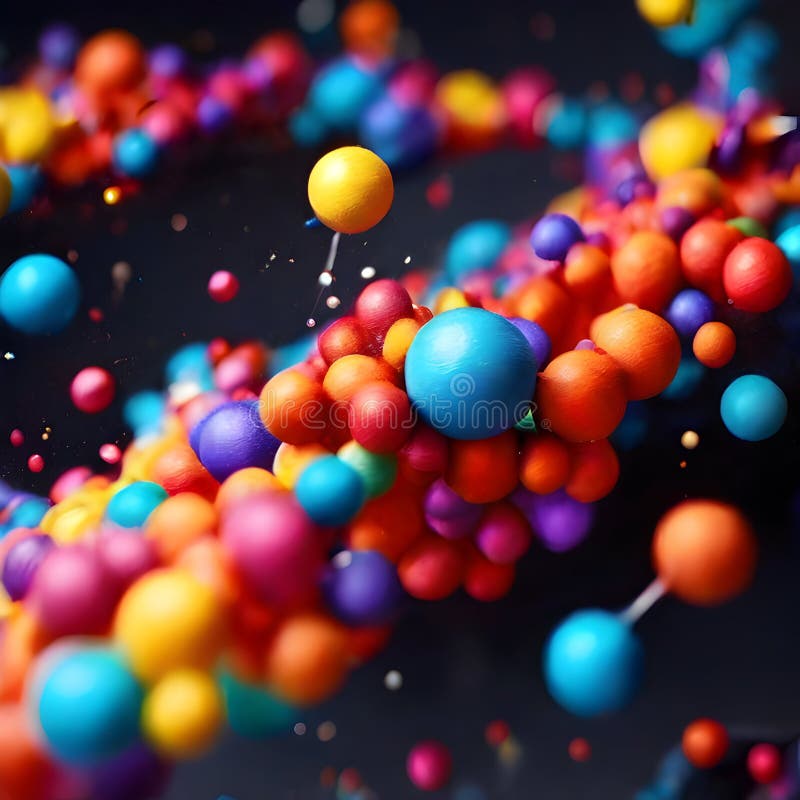 Colorful Molecules in Different Sizes Attached Together Stock ...