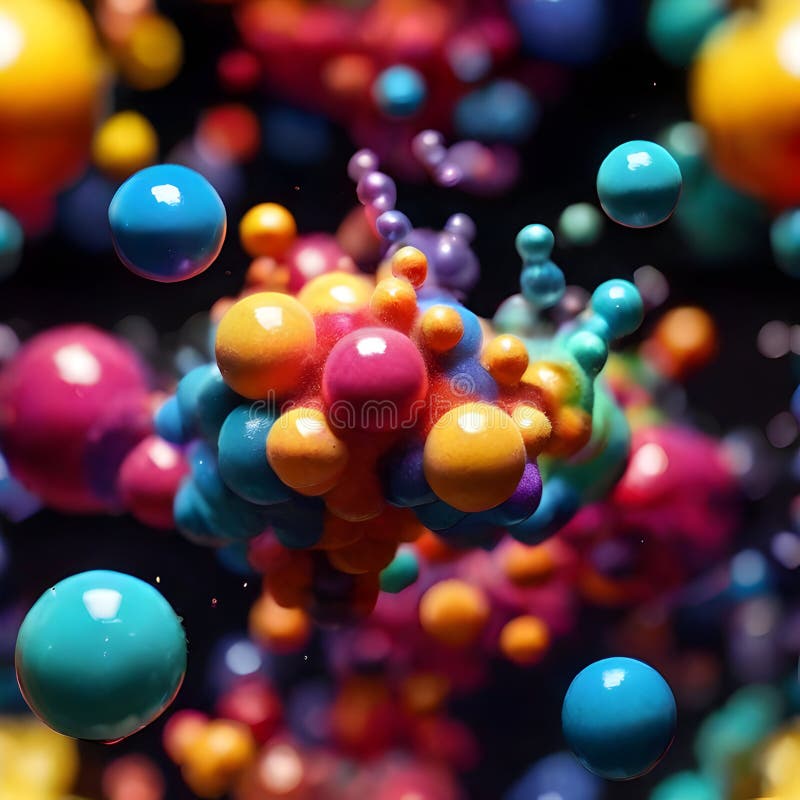 Colorful Molecules in Different Sizes Attached Together Stock ...