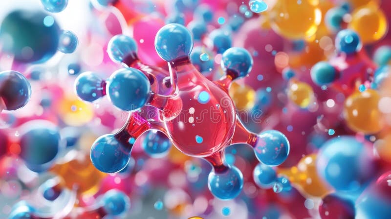 Colorful Molecules Floating and Connecting, Representing Big Data and ...