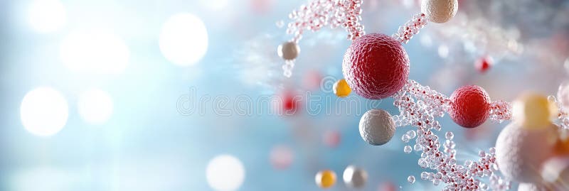 Colorful Molecules Floating and Interacting in Medical Microscopic ...