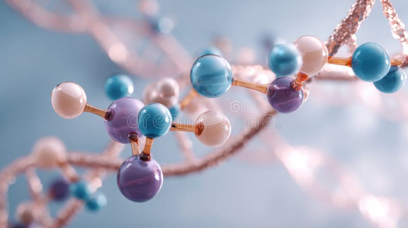 Colorful Molecules Suspended in a Blue Background Showcase Scientific ...