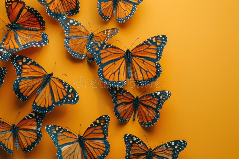 Colorful Monarch Butterfly Group on Solid Background - Ideal for ...