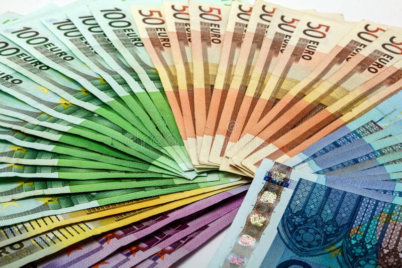 Colorful Money Fan of Different Euro Notes 500 200 100 50 20 Stock ...