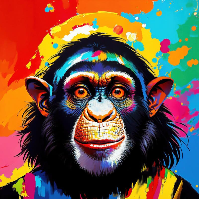 Colorful Monkey Created with Generative AI Stock Illustration ...
