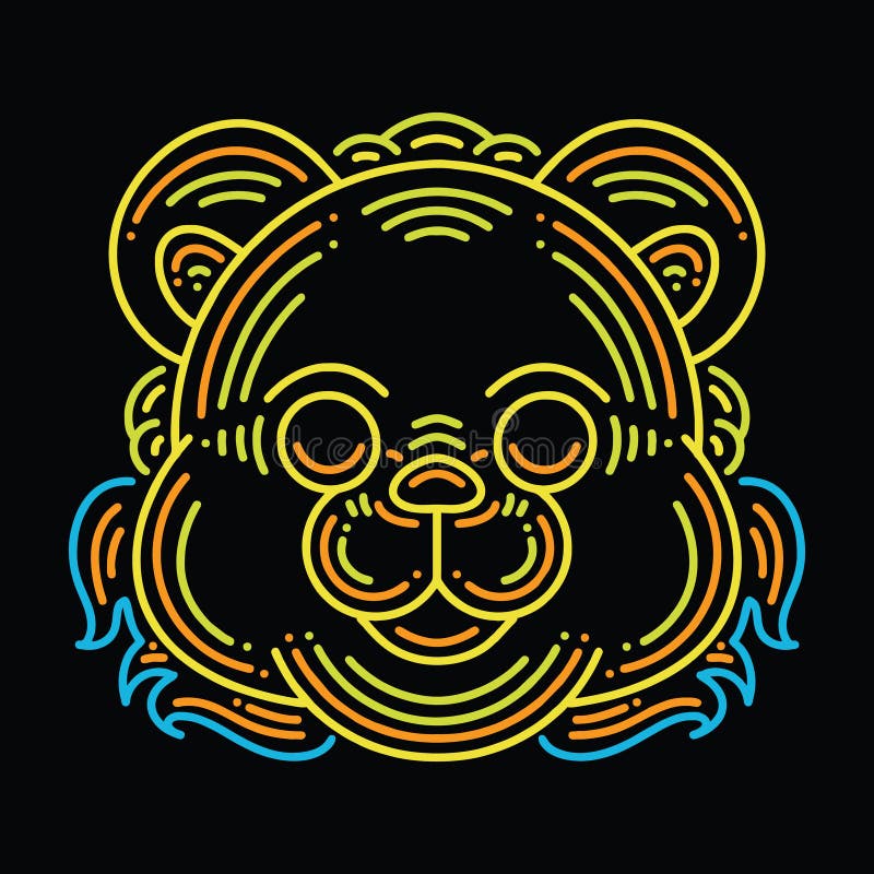 Colorful Monoline Bear Vector Illustration Emblem Stock Vector ...
