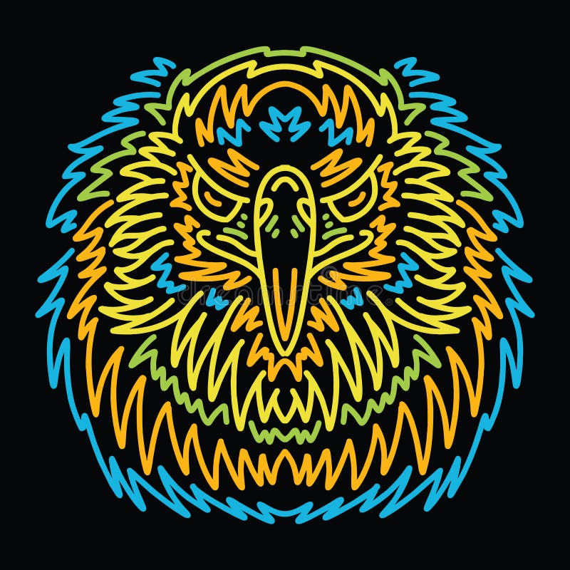 Colorful Monoline Eagle Vector Illustration Emblem Stock Vector ...
