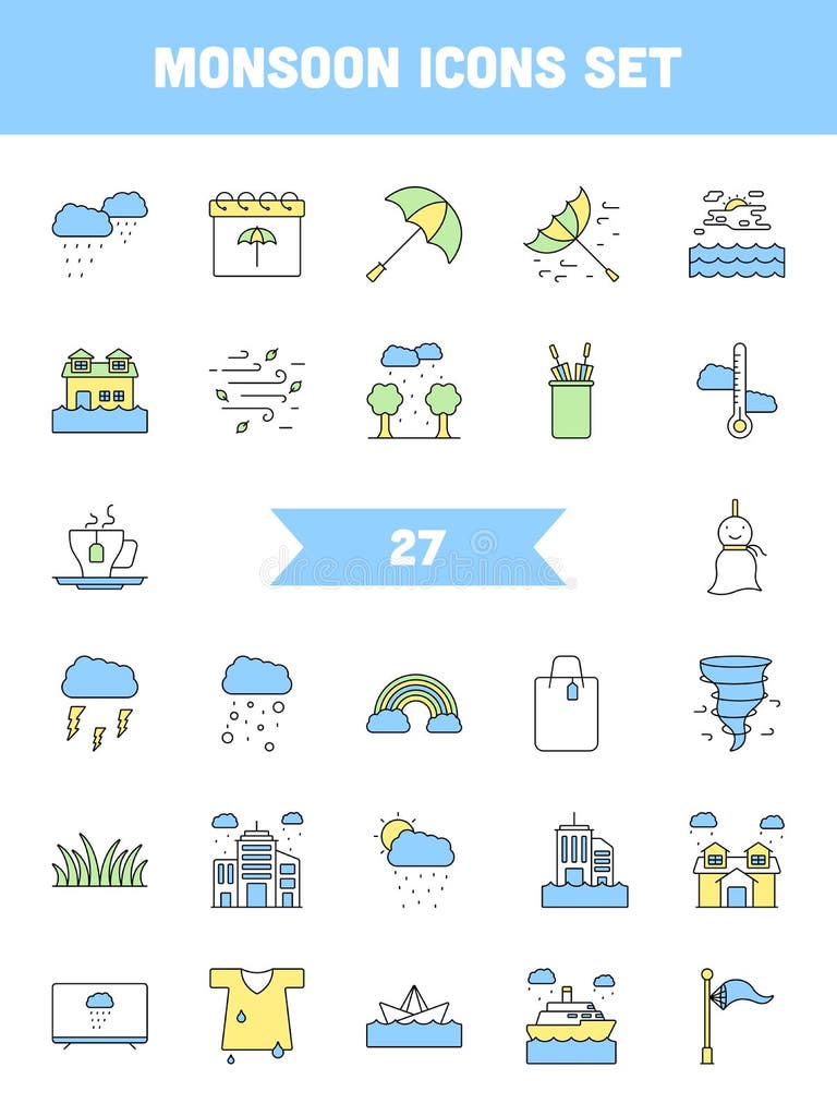 Monsoon Icons Stock Illustrations – 184 Monsoon Icons Stock ...