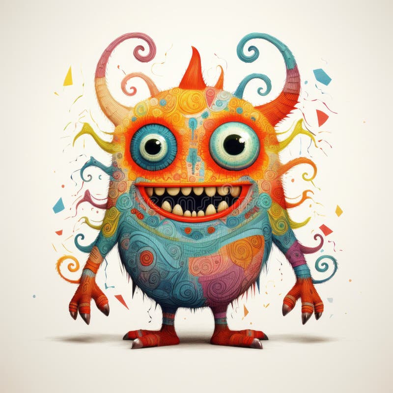 Colorful Monster Illustration with Lively Movement and Detailed Style ...