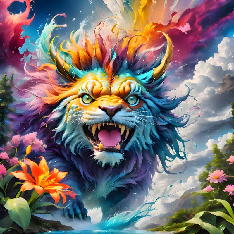 Colorful Monster on Water Splash Stock Illustration - Illustration of ...