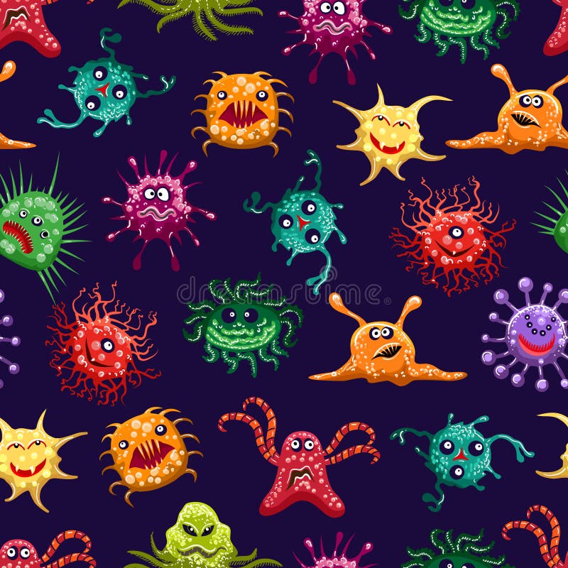 Microbes and Bacteria Seamless Border Collection Stock Vector ...