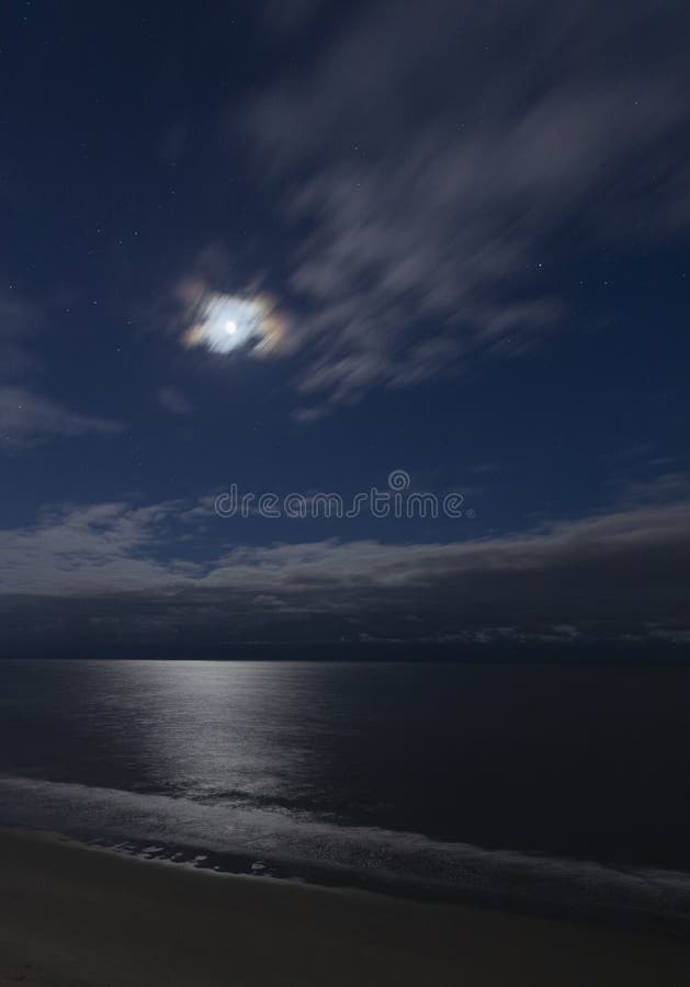Colorful Moon and Clouds Over the Atlantic Ocean Stock Image - Image of ...