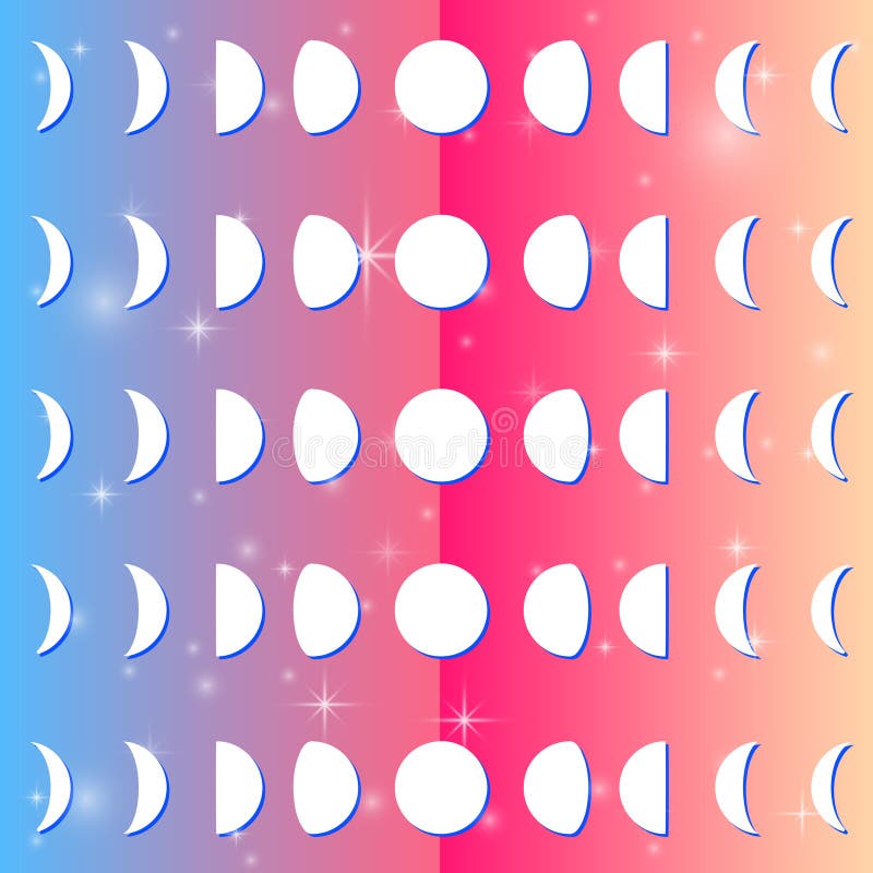 Colorful Moon Phases and Stars Pink Stock Vector - Illustration of ...