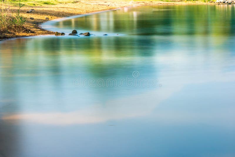 Colorful Morning Beach Shoreline and River Ebb Stock Photo - Image of ...