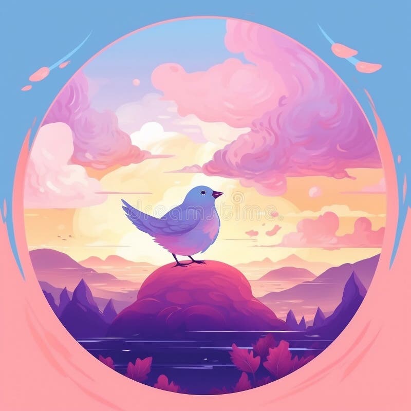 Colorful Morning Sky with Sun in Clouds and Curves. Generative AI Stock ...