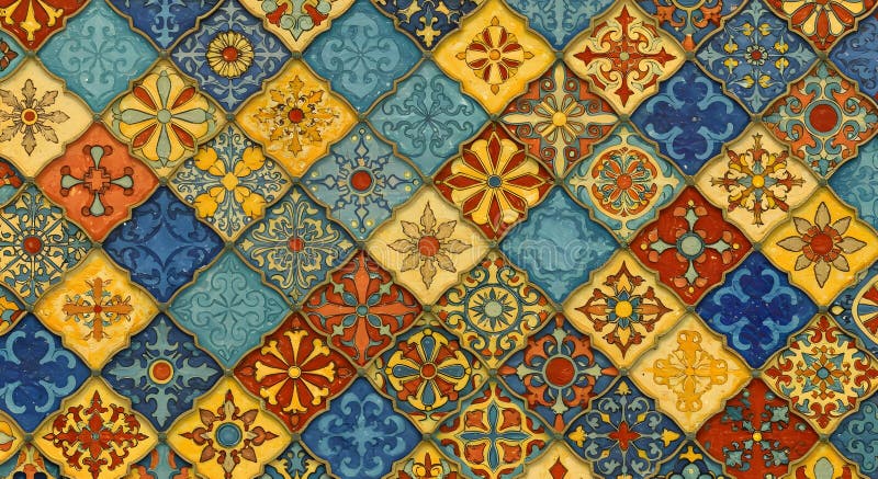 Colorful Moroccan Ceramic Tile Pattern with Intricate Geometric Designs ...