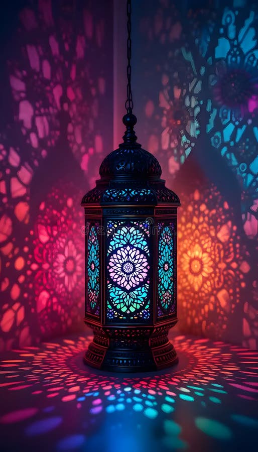 Colorful Moroccan Lantern Hanging Lamp with Intricate Design Stock ...
