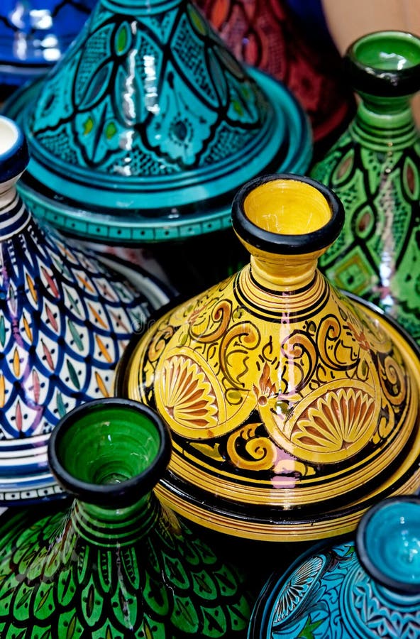 Colorful Moroccan pots stock image. Image of casbah, east - 34140337