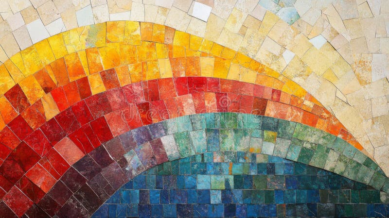 A Colorful Mosaic Arc of Tiled Squares Stock Illustration ...