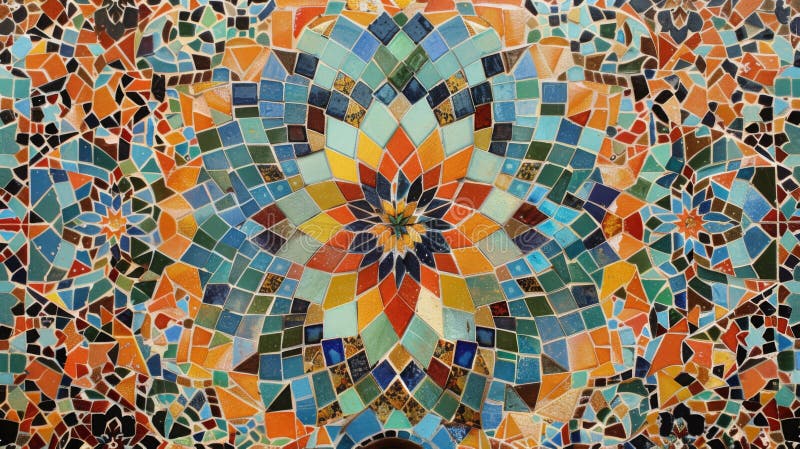 Colorful Mosaic Art Displaying Symmetrical Pattern Stock Photo - Image ...