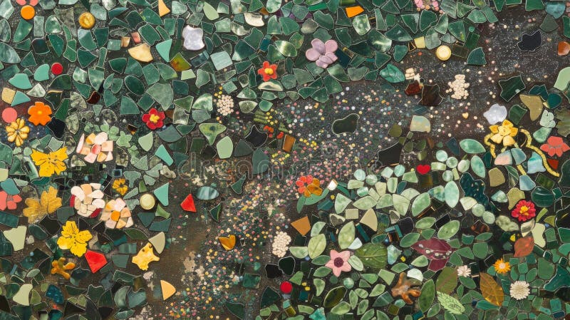 Colorful Mosaic of Broken Tiles and Floral Patterns Stock Photo - Image ...