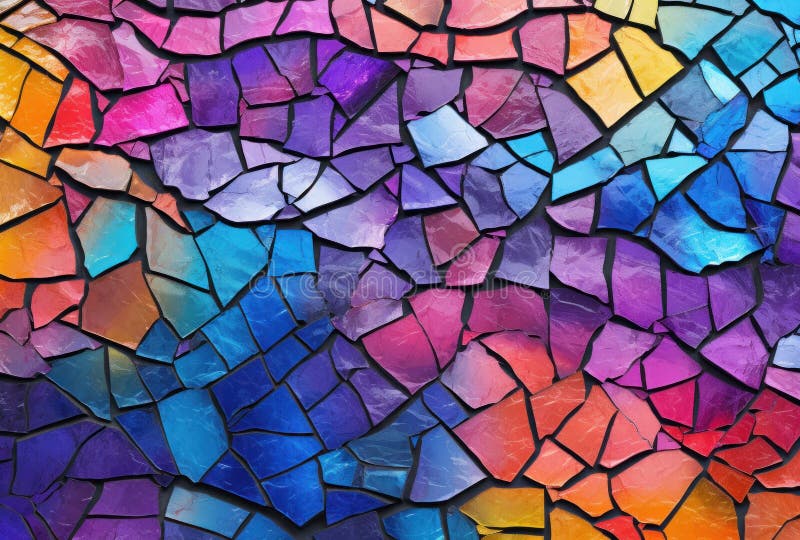 A Colorful Mosaic of Broken Tiles with a Map in the Background Stock ...