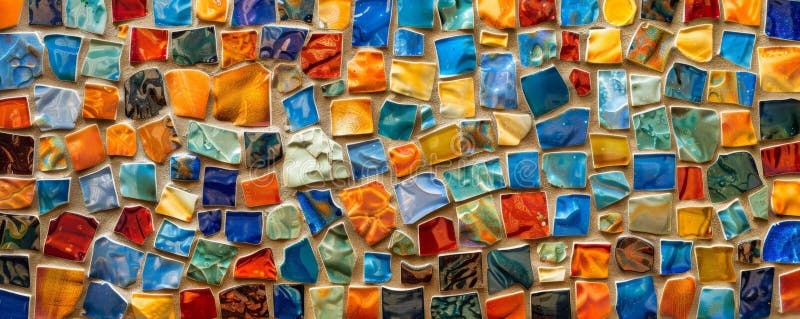 Colorful Mosaic Featuring a Mix of Glossy and Matte Tiles in Various ...