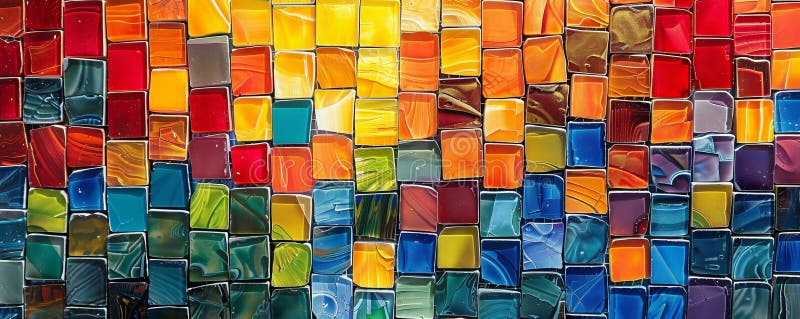 Colorful Mosaic Featuring a Mix of Glossy and Matte Tiles in Various ...