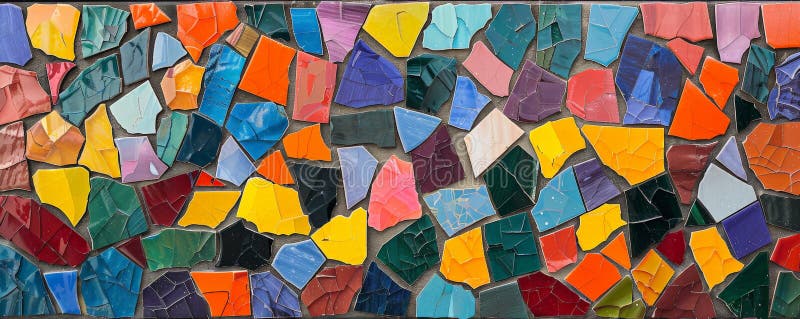 Colorful Mosaic Featuring Vibrant, Irregularly Shaped Tiles in a Mix of ...