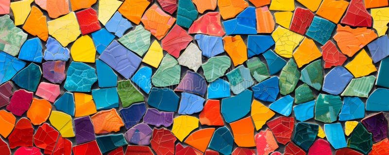 Colorful Mosaic Featuring Vibrant, Irregularly Shaped Tiles in a Mix of ...