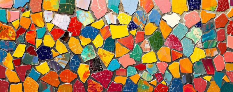 Colorful Mosaic Featuring Vibrant, Irregularly Shaped Tiles in a Mix of ...