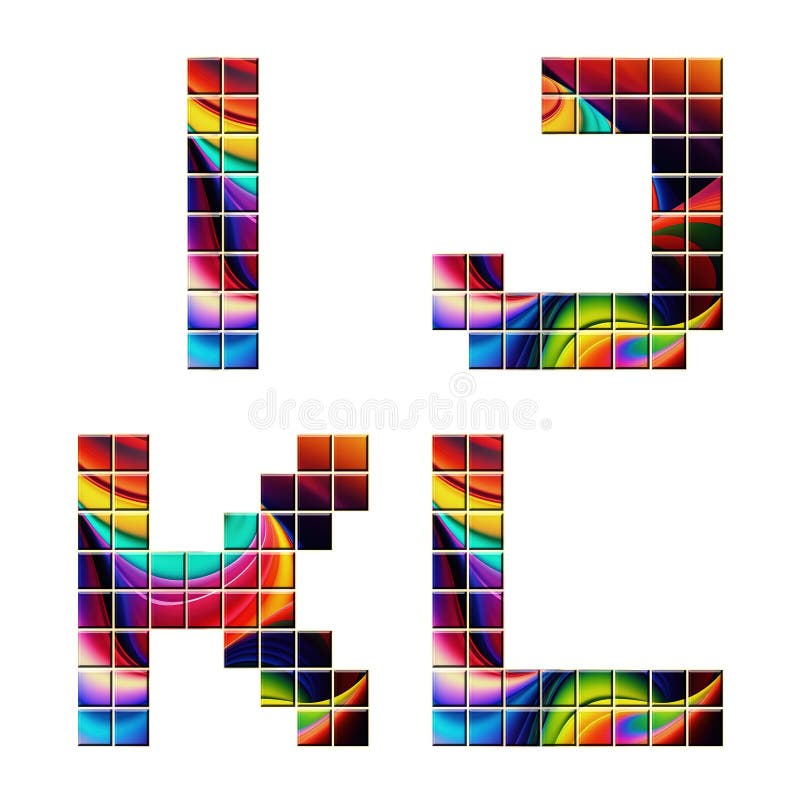 Colorful Mosaic Font Alphabet - Letters I-L Stock Illustration ...