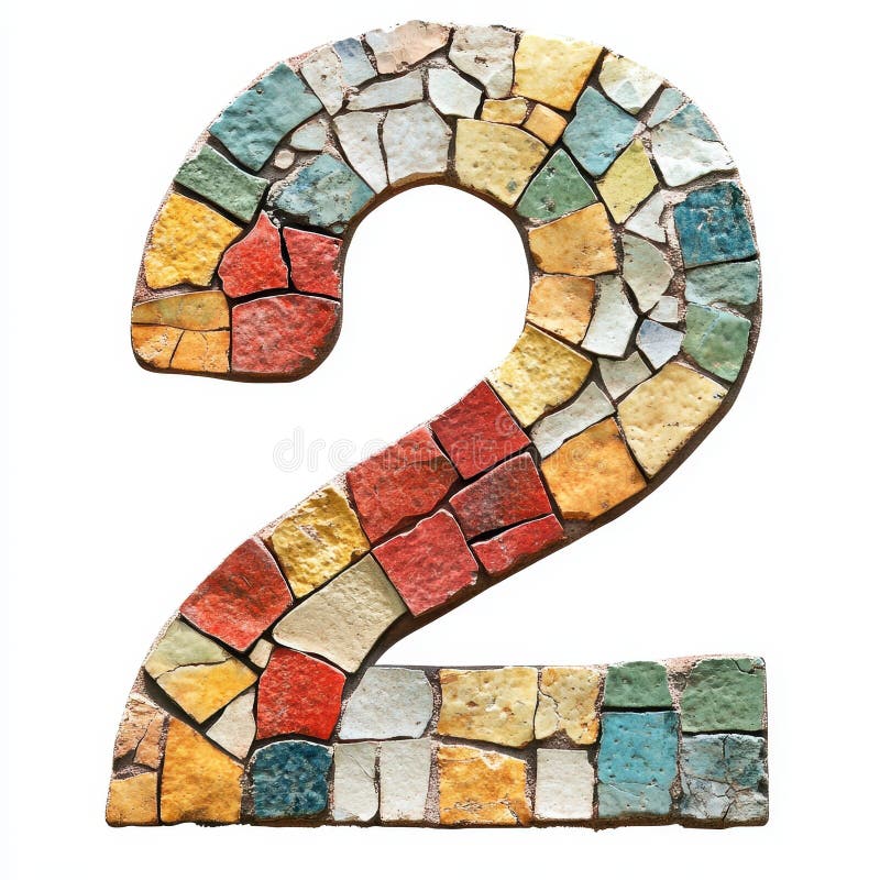 A Colorful Mosaic Number Two, Designed with Various Stone Pieces in ...